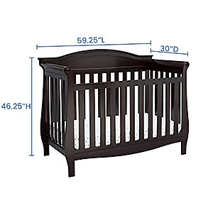 Delta Children Lancaster 4-in-1 Convertible Baby Crib & Twinkle Stars Waterproof Fiber Core Crib and Toddler Mattress, Dark Chocolate