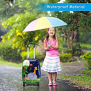 GYMAX Kids Carry On Luggage Set, 12" & 16" 2PCS Rolling Suitcase (Giraff)