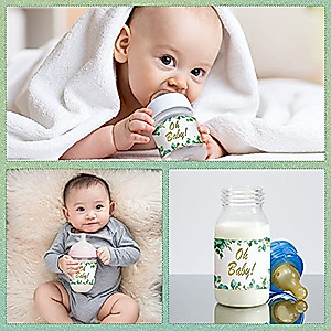 40 Pieces Baby Shower Water Bottle Labels Baby Gender Reveal Water Bottle Stickers for Boy Girl Baby Shower Label Sticker for Baby Shower Party (Greenery Jungle Style)
