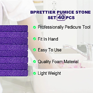 BPrettier Foot Pumice Stone Pumice Stone for Feet Foot Scrubber Sponge Callus Remover Dead Skin,Pedicure Supplies Nail Salon Home Use 40 PCS