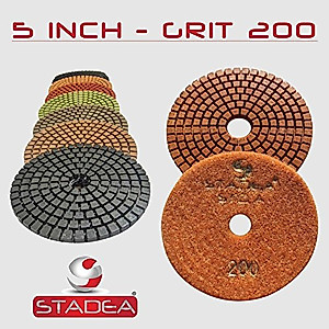 STADEA Grit 50 (2 Pieces) 5" Diamond Polishing Pads for Granite Marble Concrete Stone polishing Wet Grinder
