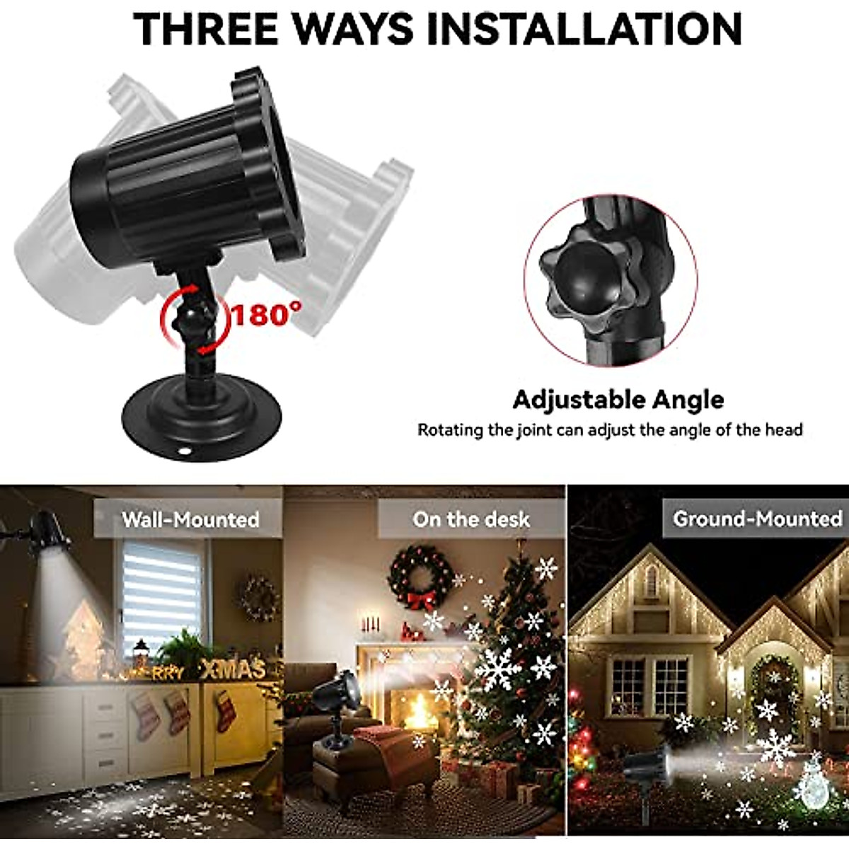 Christmas Projector Lights Outdoor, Indoor Christmas Decorations Snowfall LED Light Projectors with Waterproof White Snowflake for Xmas，Holiday, Home，Party，Garden and Patio Decoration
