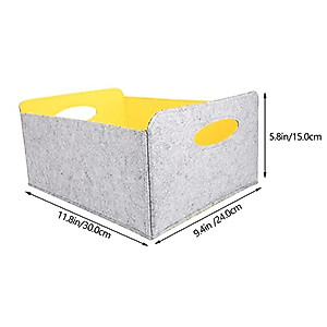 Magazine Basket Felt Storage Basket Box Foldable Organizer Basket Open Storage Bins Boxes with Handle for Magazine Books Newspaper Sundries Yellow Clothes Storage Organizer
