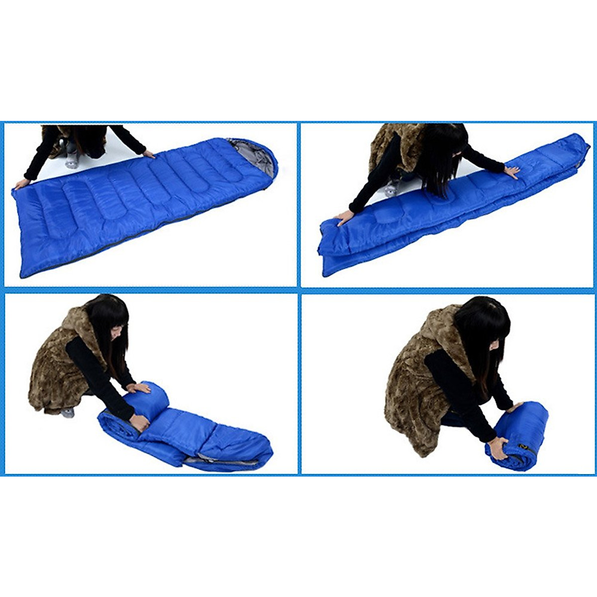 yelesley Outdoor Sleeping Bag Thermal Envelope Hooded Waterproof Sleeping Bag Lazy Bag Travel Warm Sleeping Bags Camping Hiking (Black)