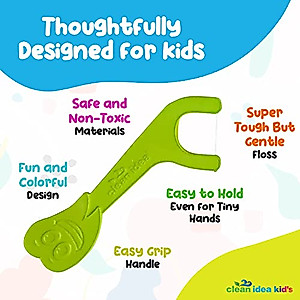 Clean Idea Kids Ecofloss Individually Wrapped - 150 Floss Picks - Flosser for Kids - Individually Packaged Floss Picks