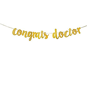 Congrats Doctor Banner,Gold Glitter Sign for Medical Doctor Graduation Decor,Graduation Sign,Doctor College Graduation Party Supplies Decoration.