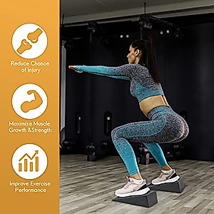 Squat Wedge – Slant Board for Squats Non-Slip Squat Wedge Blocks Improve Squat and Strength Performance Calf Stretcher for Physical Therapy Foot Stretcher