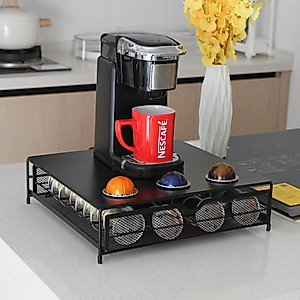 Coffee Capsule Holder Drawer,Metal Coffee Pods Storage Organizer,36 Pods,Black.