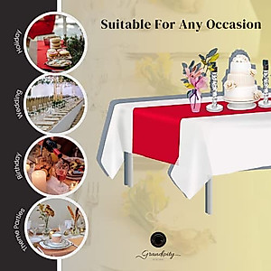 Red 6 Pack Premium Disposable Plastic Table Runner 14 x 108 Inch. Table Runner for Dinner Parties & Events by Grandipity