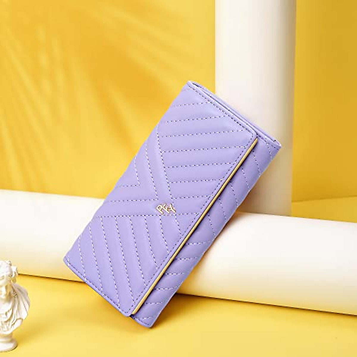 FEITH&FELLY Women's Wallet Large Capacity PU Leather Ladies Long Clutch Trifold Card Holder Travel Purse