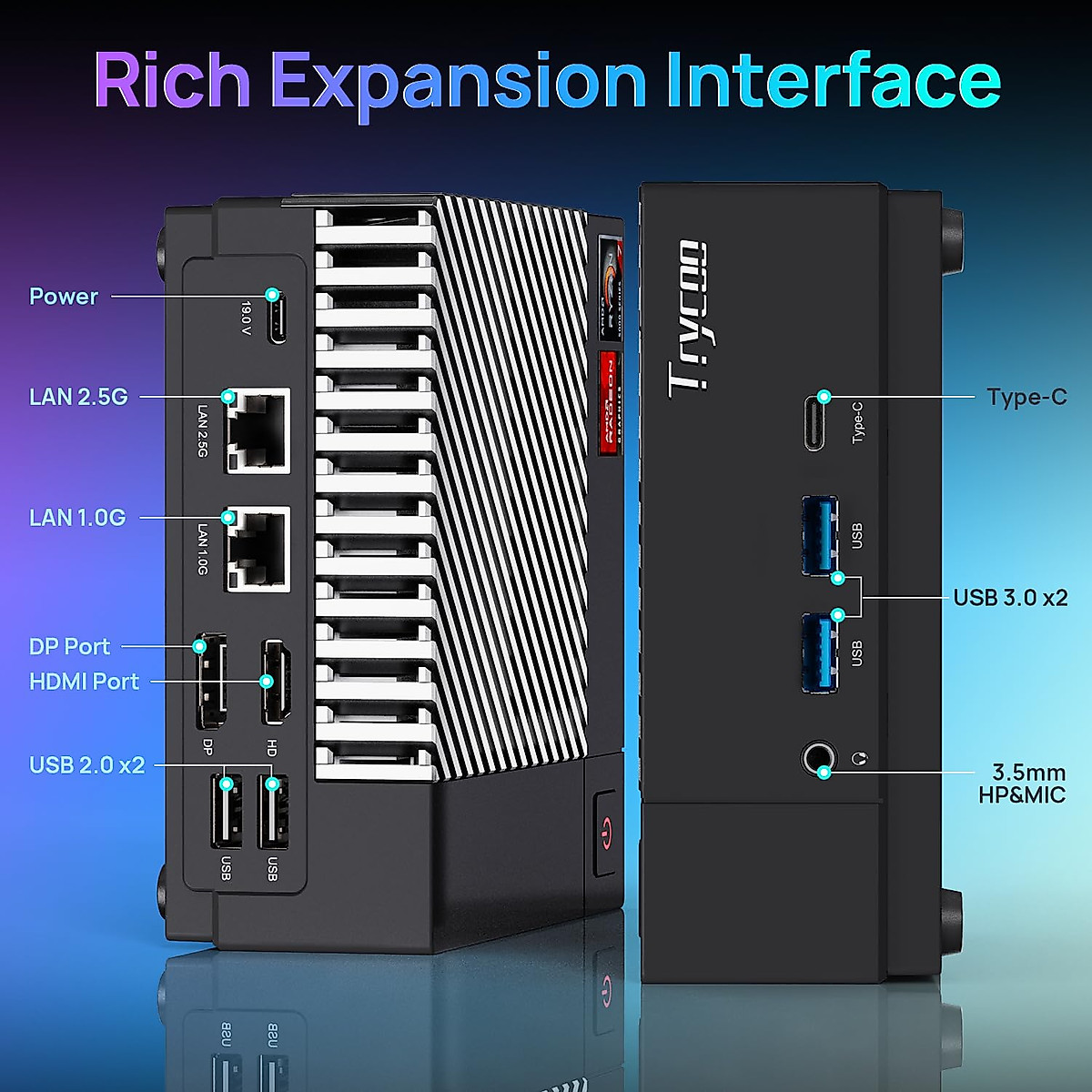 Trycoo HA-2 Mini PC, AMD Ryzen 7 5800U (8C/16T, up to 4.4Ghz), 16GB RAM 512GB M.2 2280 SSD, Win 11 Pro Mini Desktop Computer 4K@60Hz HD 2.0/DP/Type-C/WiFi 6/BT5.2/USB3.2