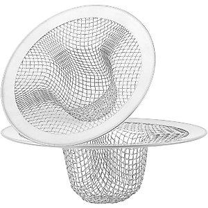2pcs Mesh Bathroom Lavatory Sink Strainer, Stainless Steel Slop Basket Filter Trap, 2.25" Top / 1" Sink Strainer, Bathroom Wash Basin Balcony Drain Hole, Utility, Slop, Laundry, RV and Lavatory