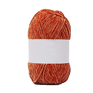 Orange Velvet Yarn,100g/0.22lb DIY Velvet Chenille Yarn,Bulky Luxury Chenille Yarn for Crochet Hat Scarf,Knitting Yarn