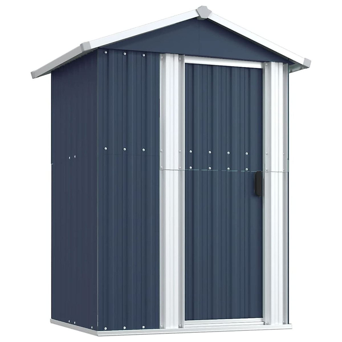 Tidyard Garden Shed Anthracite 49.6inx38.4inx69.7in Galvanized Steel Outdoor Tool Storage House, Metal Lockable Garden Equipment Organizer for Patio Backyard Terrace Furniture