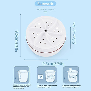 Mini Washing Machine Upgraded Ultrasonic Portable Washer with Suction Cup 3 in 1 Dishwashers Small Washer Machine for Home, Business, Travel, College Room, RV, Apartment