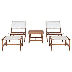 SAFAVIEH Outdoor Collection Casella Natural/White Woven 5-Piece Patio Set