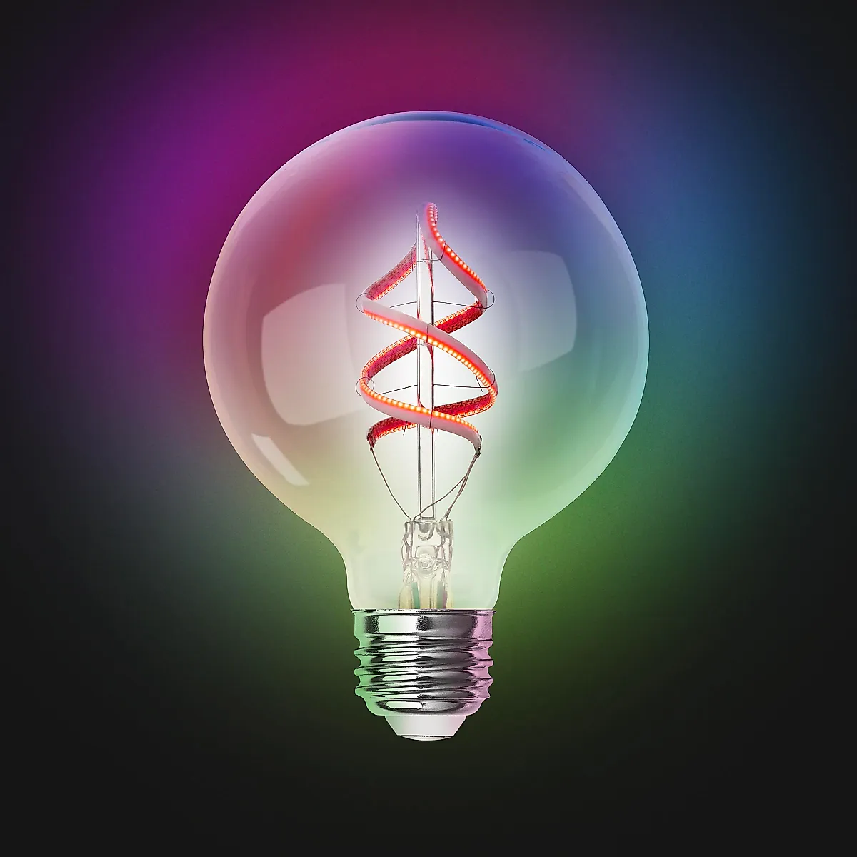 Feit Electric 60 Watt Equivalent Smart Filament Globe Bulb, Spiral Filament WiFi Dimmable, Works with Alexa and Google Assistant No Hub Required, G30 Vanity LED Smart Light Bulb G3060/RGBW/FIL/AG