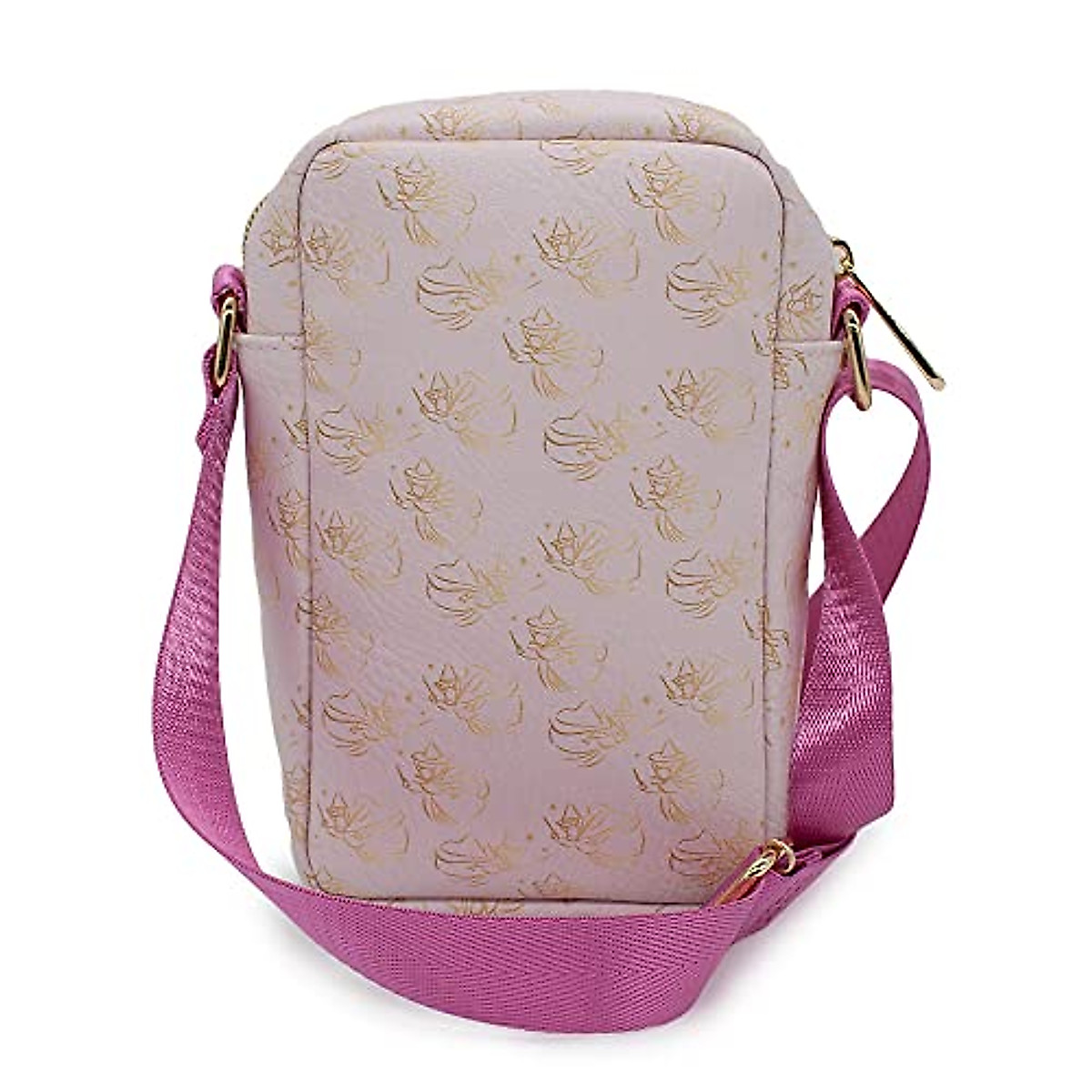 Buckle Down Disney Bag, Cross Body, Princess Aurora Pose Silhouette and Fairy Godmothers, Pink, Vegan Leather, Sleeping Beauty