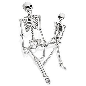 INHOTBY Halloween Skeleton Life Size,2 Pack - Adult (5.4ft) and Child (3ft) Full Size Posable Skeleton,Plastic Skeleton Halloween Decor,Scary Halloween Party Decorations Outdoor/Indoor