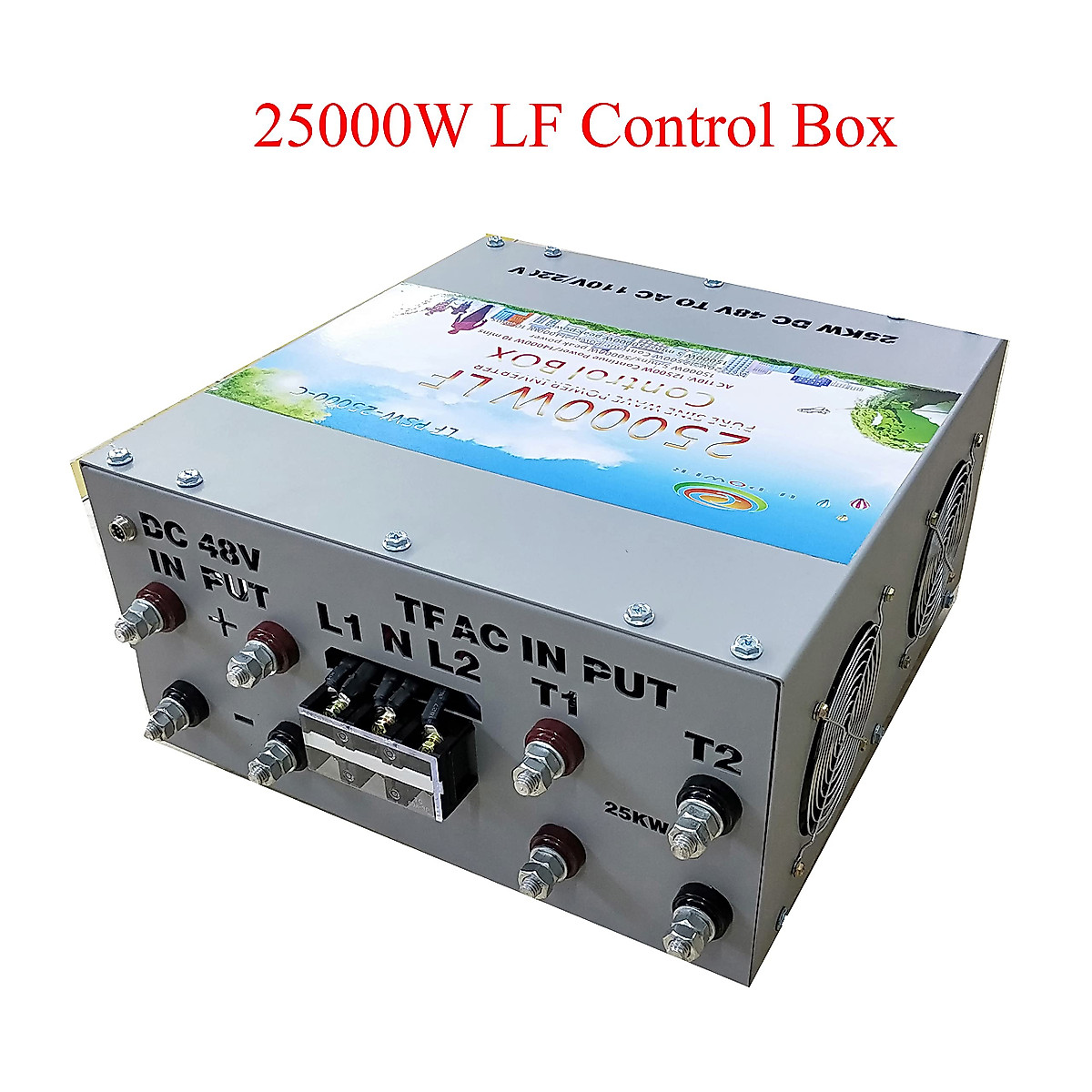 RuiCheng 100000 Watt Peak 25000 Watt Low Frequency Split Phase Pure Sine Wave Power Inverter 48 V Dc Input / 110 V,220 V Ac Output 60 Hz Frequency with 110V Charger & 3.5" LCD Display Box