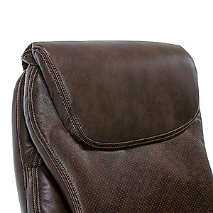 La-Z-Boy Hyland Executive Office Chair with AIR Technology, Adjustable High Back Ergonomic Lumbar Support, Mahogany Wood Finish, Bonded Leather, Brown