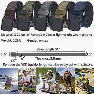 LionVII Casual Belt Men - Reversible Web Field Belts for men,Fabric Waist Strap wtih YKK Plastic Buckle for Work Adjustable [53" L x 1.5" W](Black and Brown)