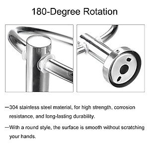 HARFINGTON 304 Stainless Steel Towel Ring Wall Mounted Round Hanging Holder with Screws for Bathroom Kitchen Accessories, Silver Tone