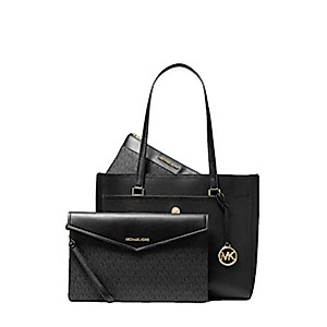 Michael Kors Maisie Large Pebbled Leather 3-IN-1 Tote Bag (Black)