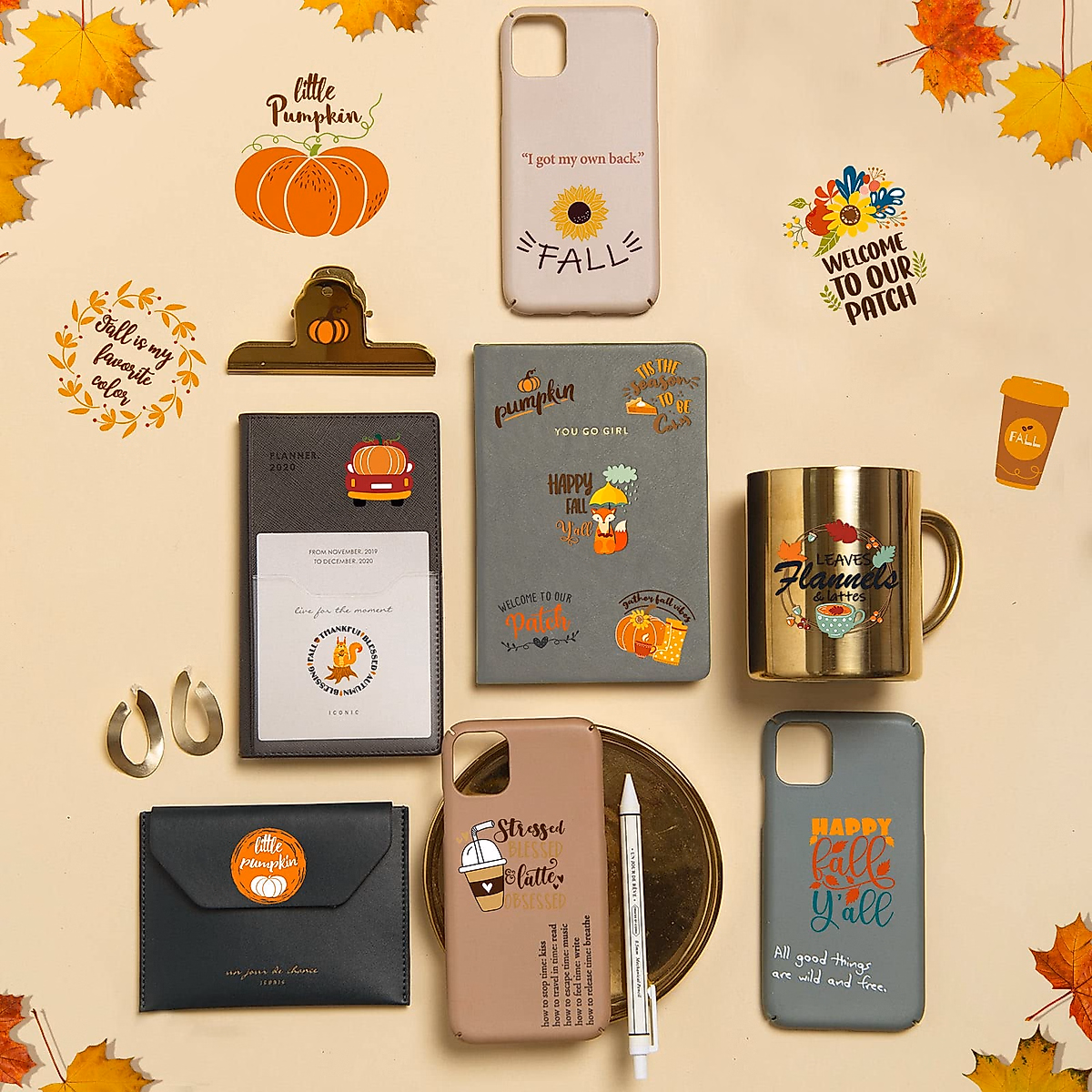 45 Pcs Happy Fall Stickers Decals Thanksgiving Sticker Labels Acorn Pumpkin Autumn Leaf Stickers for Fall Holiday Party Favor Supplies Classroom Decor Card Envelope Gift Wrap Crafts