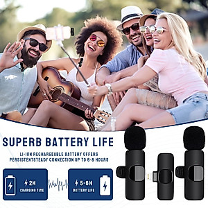 Nartoup Wireless Microphone for iPhone, 2 Pack Professional Dual Lavalier Microphone for Video Recording, Live Streaming, YouTube, Facebook, TikTok, Vlog, Presentation