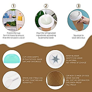 [Upgrade 500ML] Slushy Cup Slushy Maker Cup TIK TOK Frozen Magic Squeeze Cup - Quick Cool Slushy Milk Shake Ice Cream Smoothies Cup(500ml Brown)
