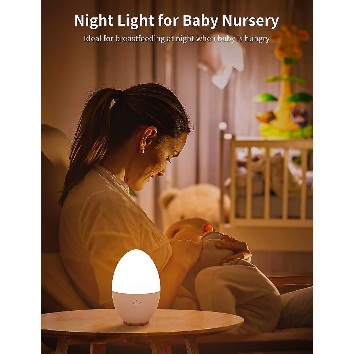 Fitop Baby Night Light, Portable Nursery Night Light for Kids Rechargeable, Dimmable Kids Night Light with Touch Control for Breastfeeding/Diaper Changes/Reading/Nursing/Nighttime Waking