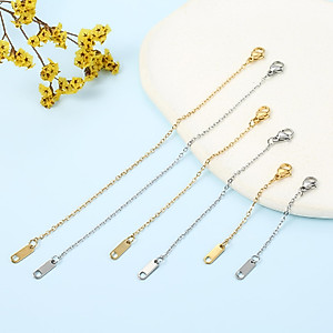 KOPOX 6 Pcs Gold and Silver Plated Necklace Extenders for Necklaces, 2", 4", 6" Delicate Necklace Extender Chain Set for Women Jewelry Making
