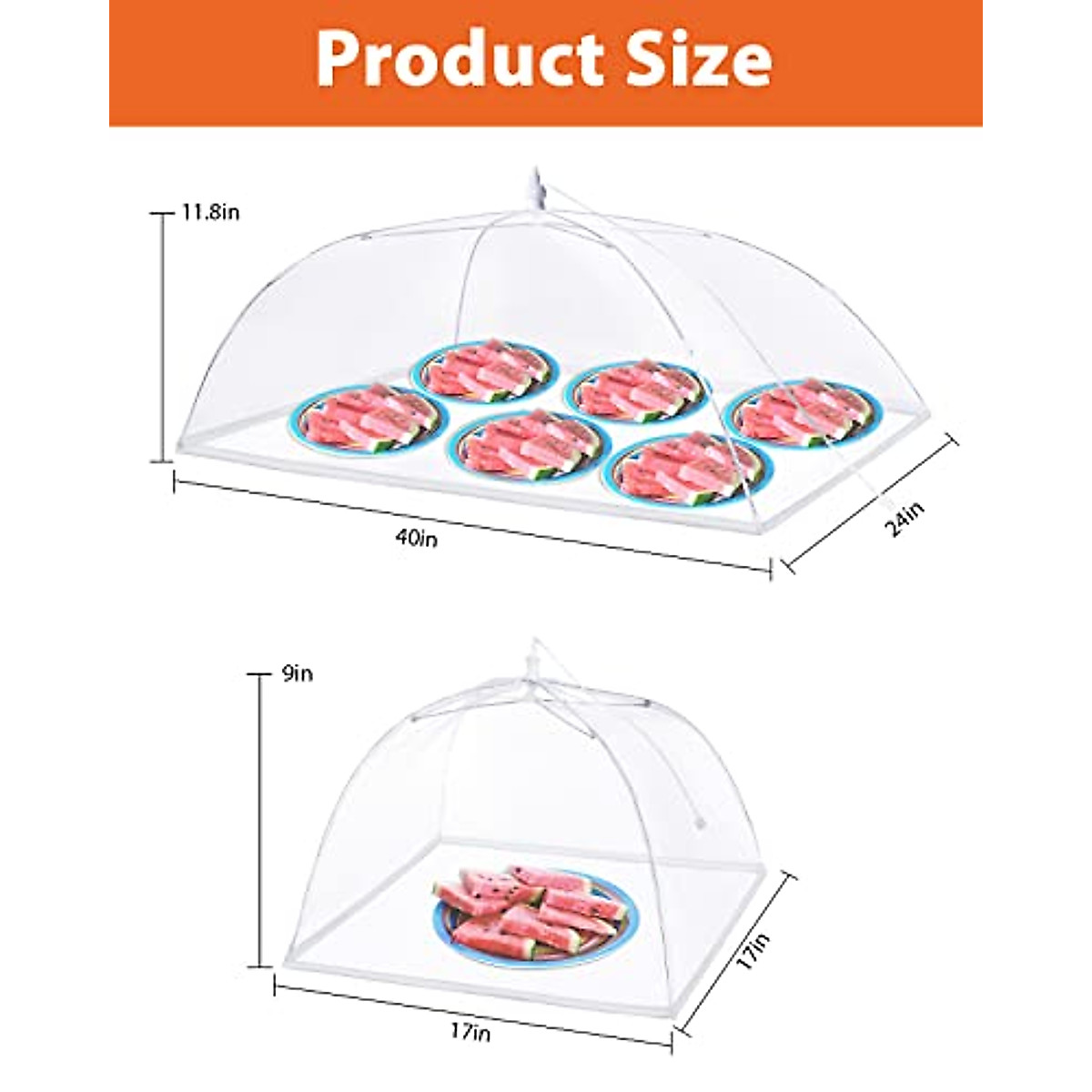 Anpro Food Cover, Food Tent, Pop-up Food Nets, Mesh Food Covers for Outside,Picnic Accessories, Food covers for outside,Reusable and Collapsible, 5 Pack (1 Extra Large-40 Inches,4 Standard-17 Inches)