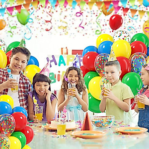 BAUANOOY Red Yellow Blue Green Balloons, 60pcs 12 Inch Latex BaIloons Colourful Confetti BaIloons for Baby Shower Carnival Circus Birthday Party Decorations