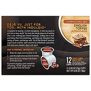 Indulgio English Toffee Single Serve medium roast Brew Cups, 12 count
