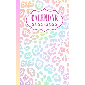 Aesthetic Pastel Gradient Leopard Pocket Calendar 2023-2025 for Purse: Small Size Monthly Pocket Planner for Purse - From September 2023 to December ... - Important Dates / Password Keeper / Notes