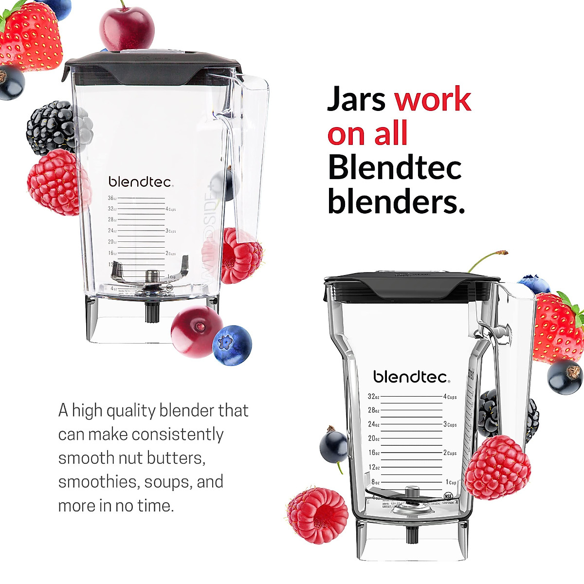 Blendtec Classic 575 Blender- WildSide+ Jar (90oz) and Four Side Jar (75oz) BUNDLE- 4 Pre-programmed Cycles-5-Speeds - Professional-Grade Power-Self-Cleaning - Poppy Red (C575A2319A-AMAZON)
