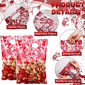Pajean 100 Pcs Halloween Goody Bags,Scary Halloween Candy Bags Bloody Cellophane Bag Halloween Treat Bags Handprint Gift Bags for Horror Zombie Splatter Trick or Treat Party Favors,9.8x6.7 Inch