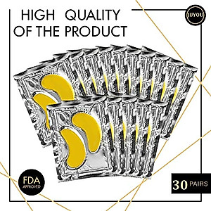 30 Pairs 24K Gold Under Eye Patch, Eye Mask, Collagen Eye Patch, JUYOU Eye Pads For Anti-wrinkles, Puffy Eyes, Dark Circles, Fine Lines Treatment