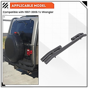 ECOTRIC Tubular Rear Bumper Rear Double Tube Bumper Compatible with 1997-2006 Jeep Wrangler TJ Steel Textured Black
