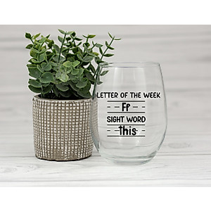 Sight Words 15 oz Wine Glass - Teacher Appreciation Gifts - Best New Teacher Gift Idea for Women, Funny Back to School Present from Students, Thank you Gifts for Coworker Retirement Birthday Christmas