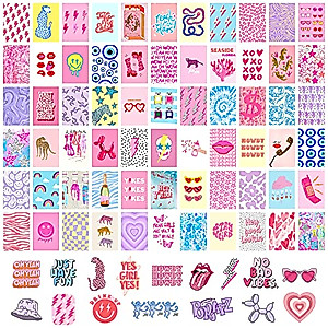 KOSKIMER Preppy Wall Collage Kit Aesthetic Pictures, 70 Set 4x6 Inch, Preppy Room Decor Aesthetic, Trendy Pink Photo Collage Kit, Cute Posters for Dorm Bedroom, Preppy Things for Teen Girls