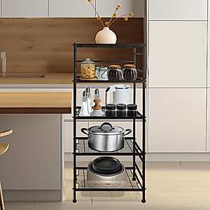 5-Wire Shelving Metal Storage Rack Shelves, Standing Storage Shelf Units for Laundry Bathroom Kitchen Pantry Closet(Black, 21.5L x 12.8W x 50.5H)