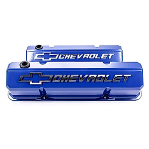 Proform 141-932 Slant Edge Valve Cover for Small Block Chevy, Blue