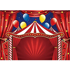 Carnival Theme Red Circus Tent Backdrop Big Top Circus Carnival Themed Birthday Party Photo Background Newborn Baby Shower Photography Photo Booths Banner Decorations Supplies 7x5ft