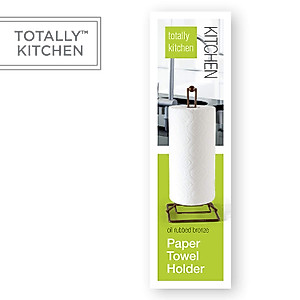 Totally Kitchen Premium Metal Paper Towel Holder | Easy Tear Standing Paper Towel Dispenser | Durable Metal Design | Accommodates All Roll Sizes | Oil Rubbed Bronze
