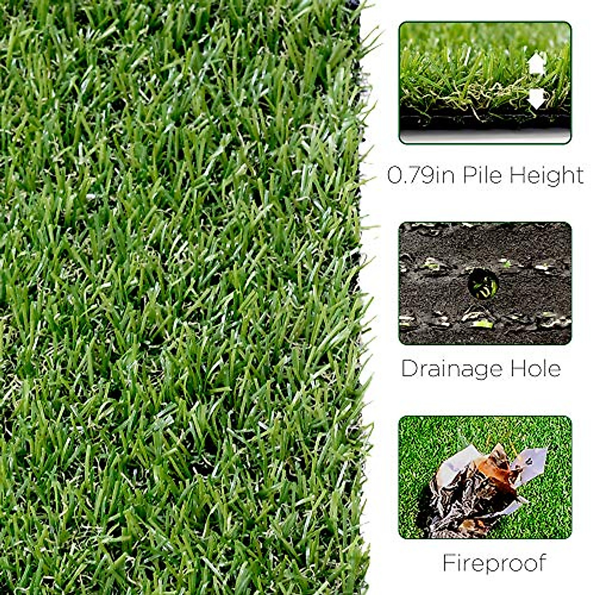 0.8inch Realistic Synthetic Artificial Grass Turf,Thick Faux Grass Indoor Outdoor Landscape Lawn Pet Dog Turf Carpet for Garden Backyard Balcony