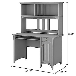 Bush Furniture Salinas Computer Hutch | Study Table with Drawers, Cabinets & Pullout Keyboard/Laptop Tray | Modern Home Office Work Desk with Storage, 48W, Cape Cod Gray