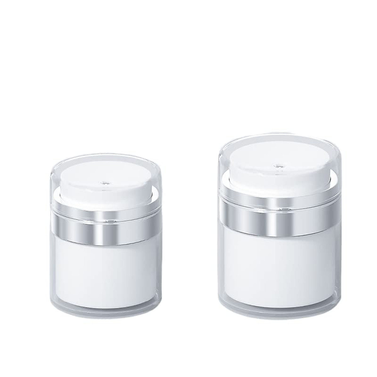 2/3-pack Airless Pump Jar empty cosmetic jar cream jar refillable bottle for moisturizer moisture container for travel push down pump Airless Pump Bottles dispenser for facial face makeup lotion cream (1 oz+1.7oz jar)